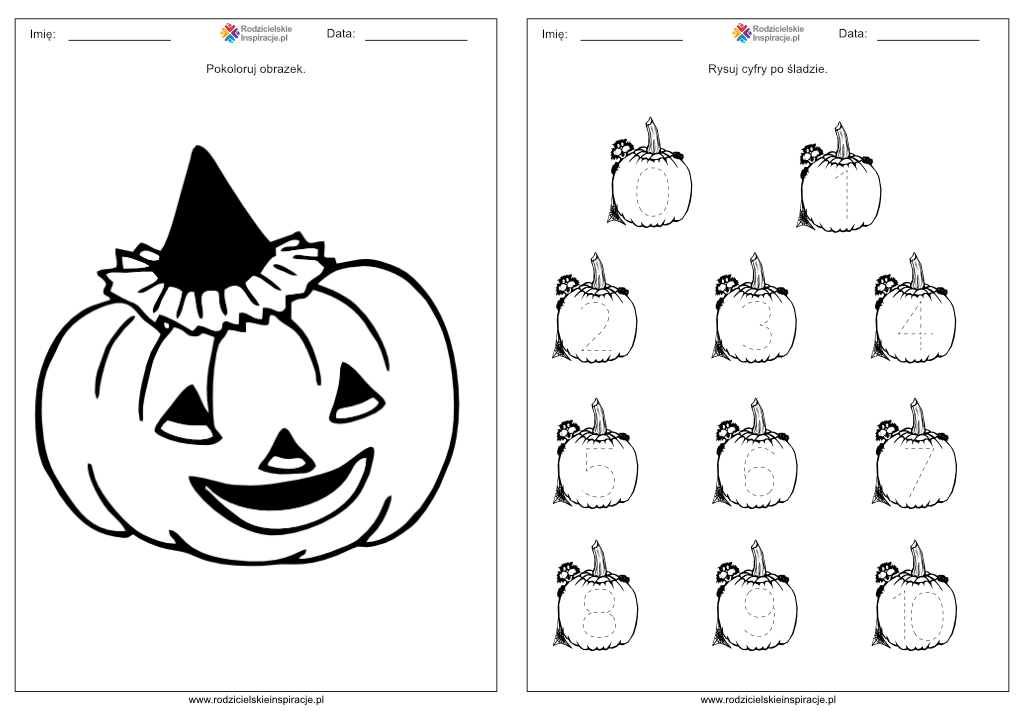Dynia. Karty pracy na Dzień Dyni i Halloween