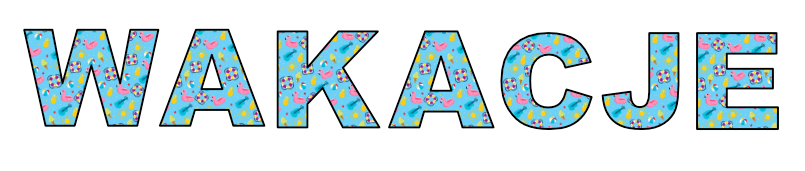 Napis Wakacje do druku. PDF za darmo