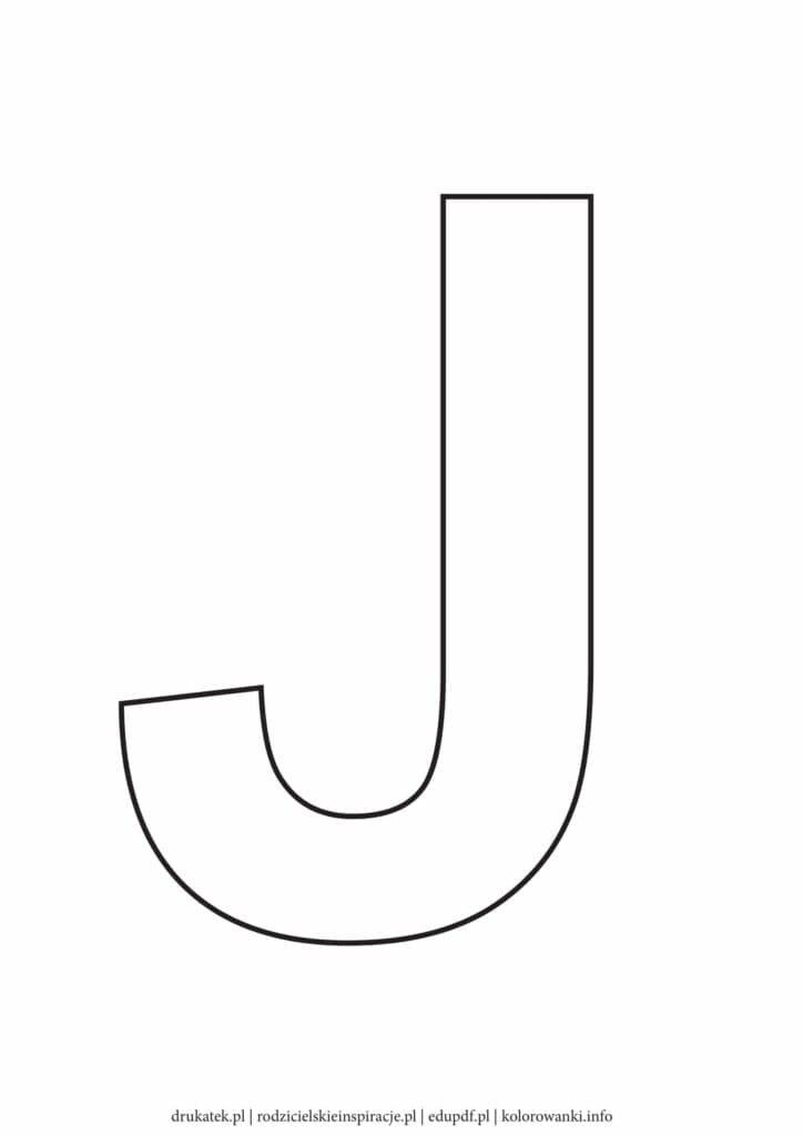 Litera J do druku. Szablon i kolorowanka