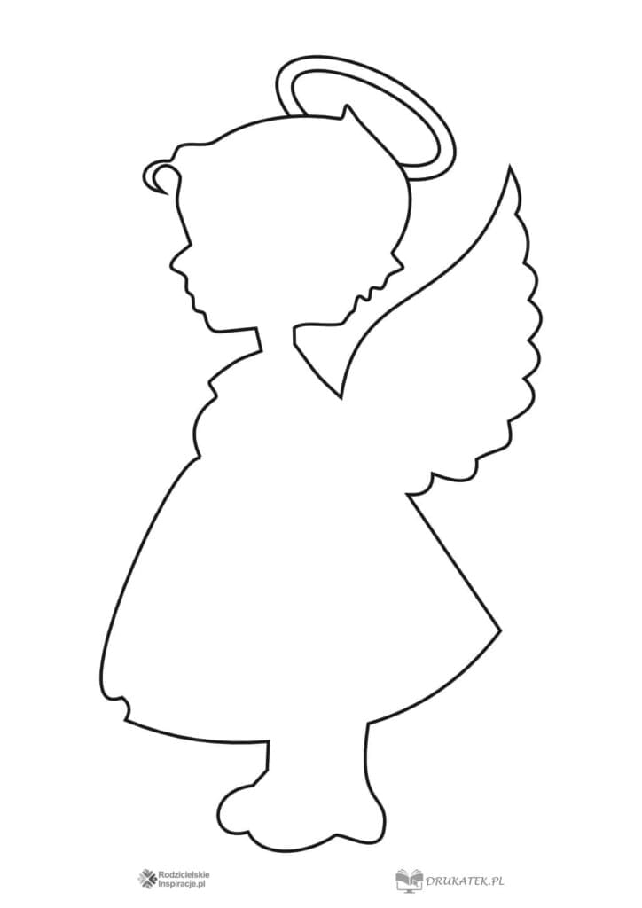 Anioł do druku. Witraże, szablony, rysunek, kolorowanka Aniołków