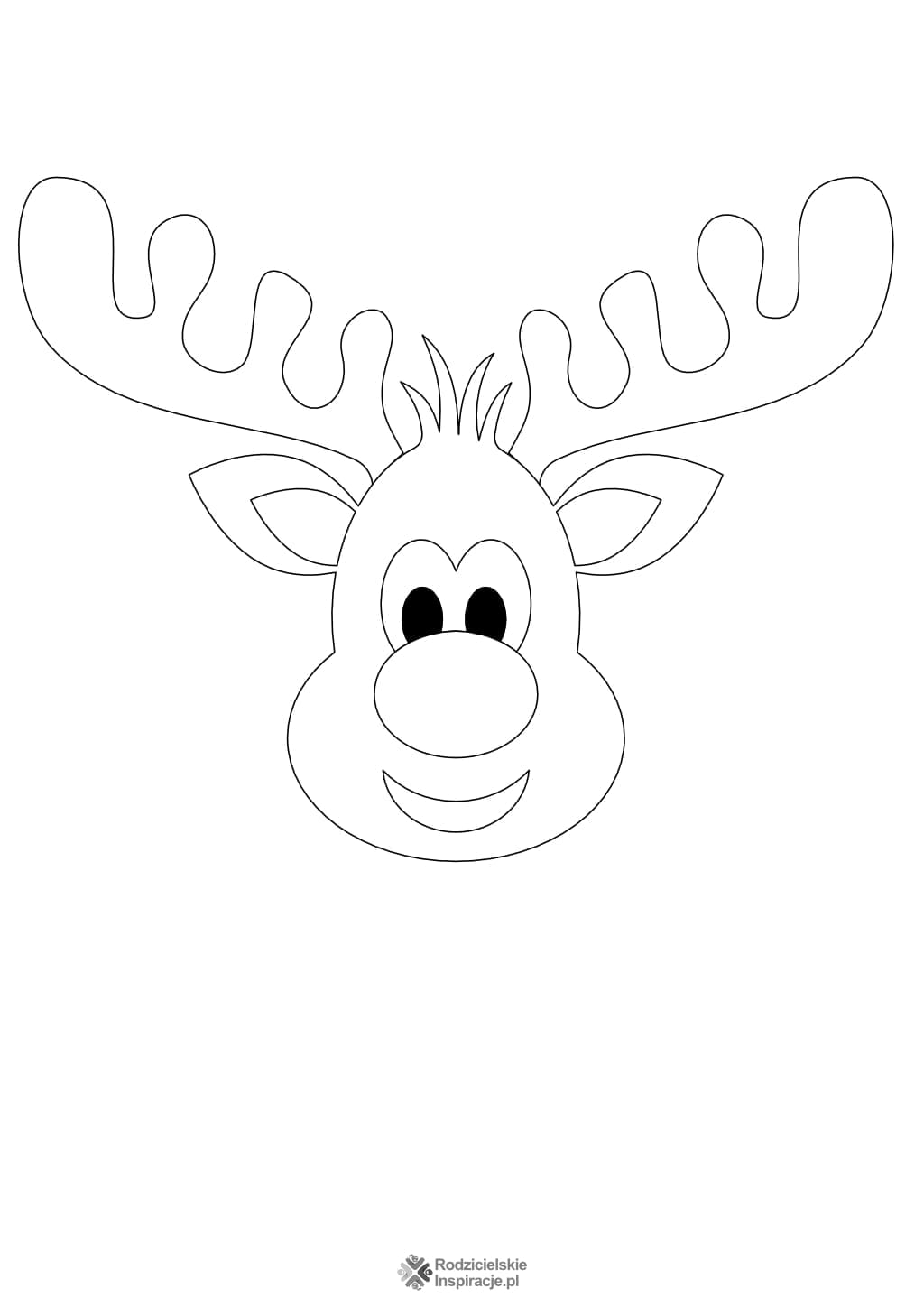 Renifer do druku: szablon, kolorowanka, rysunek