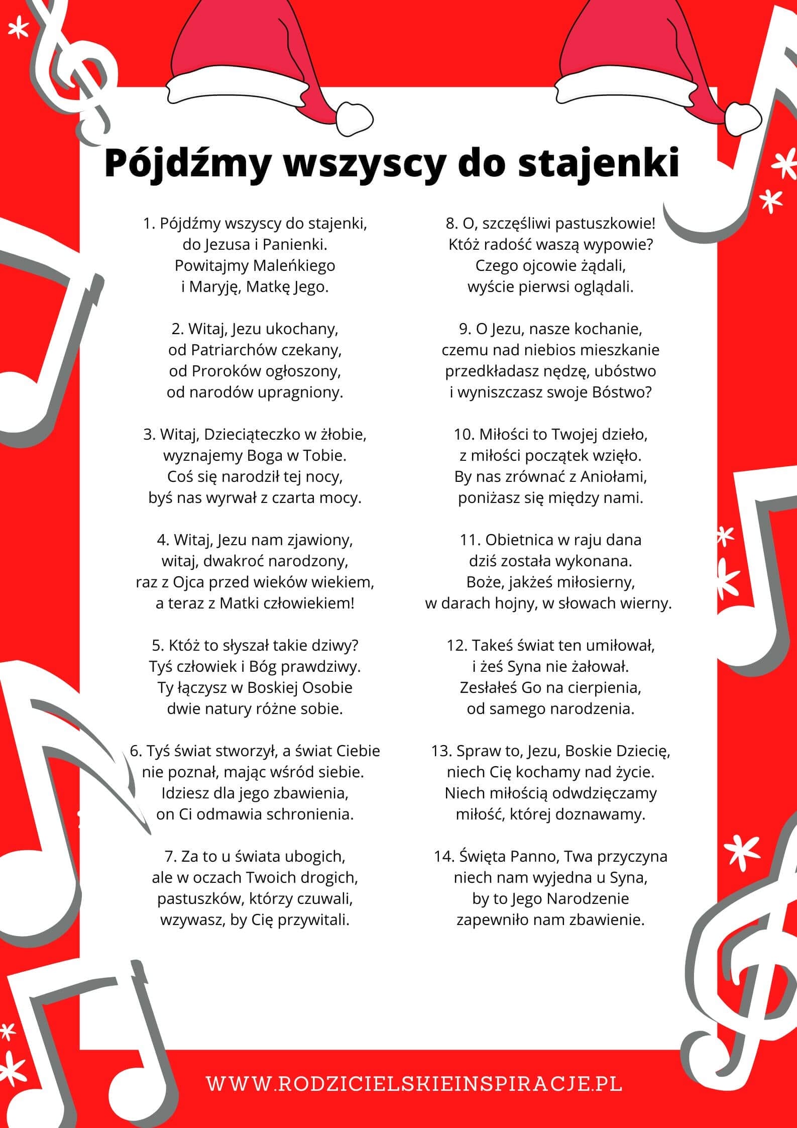 Pójdźmy wszyscy do stajenki tekst kolędy do druku
