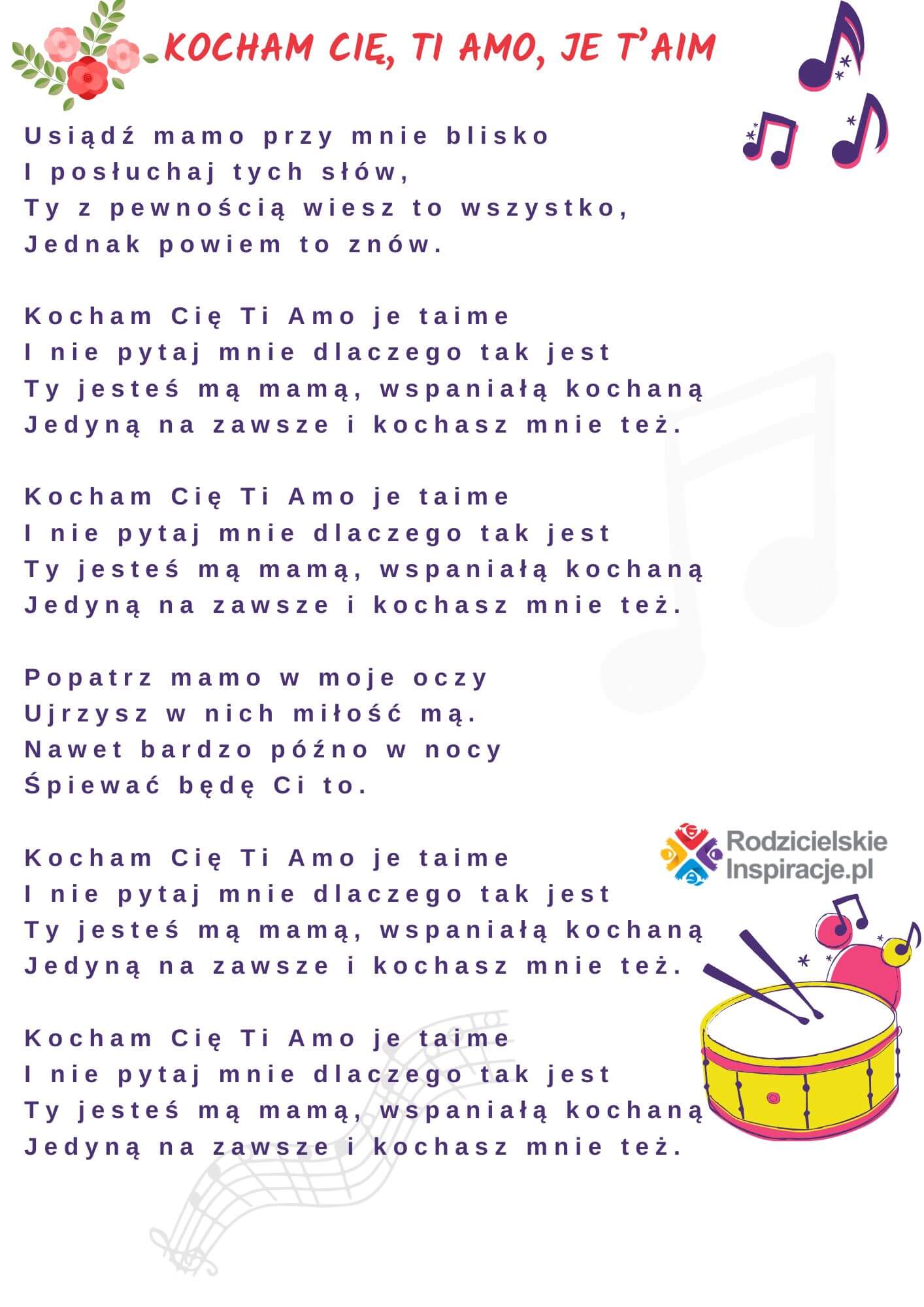 Teksty piosenek dla dzieci - RodzicielskieInspiracje.pl