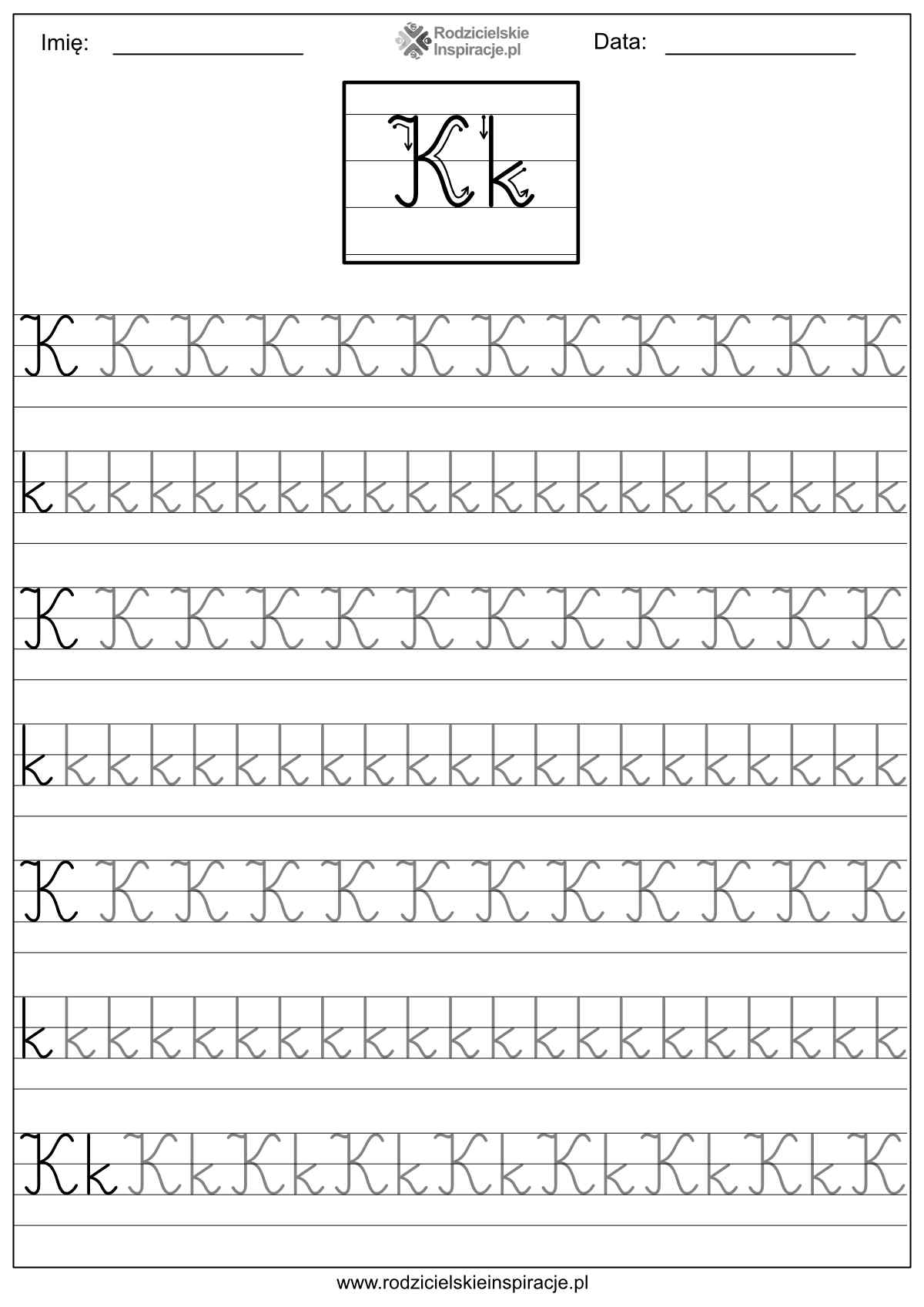 Nauka pisania literek PDF do druku. Pisanie po śladzie