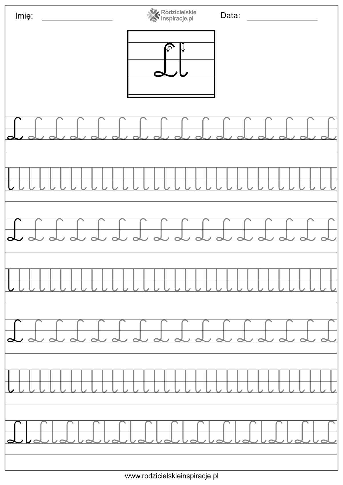 Nauka pisania literek PDF do druku. Pisanie po śladzie