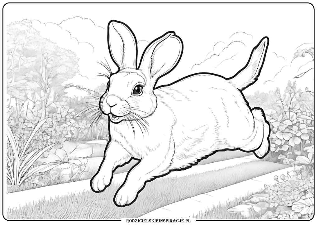 Króliki kolorowanki do druku. Szablon, rysunki, kontury królika
