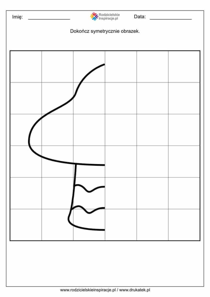 Dokończ obrazek. Symetria dla dzieci do druku - darmowe karty pracy w PDF