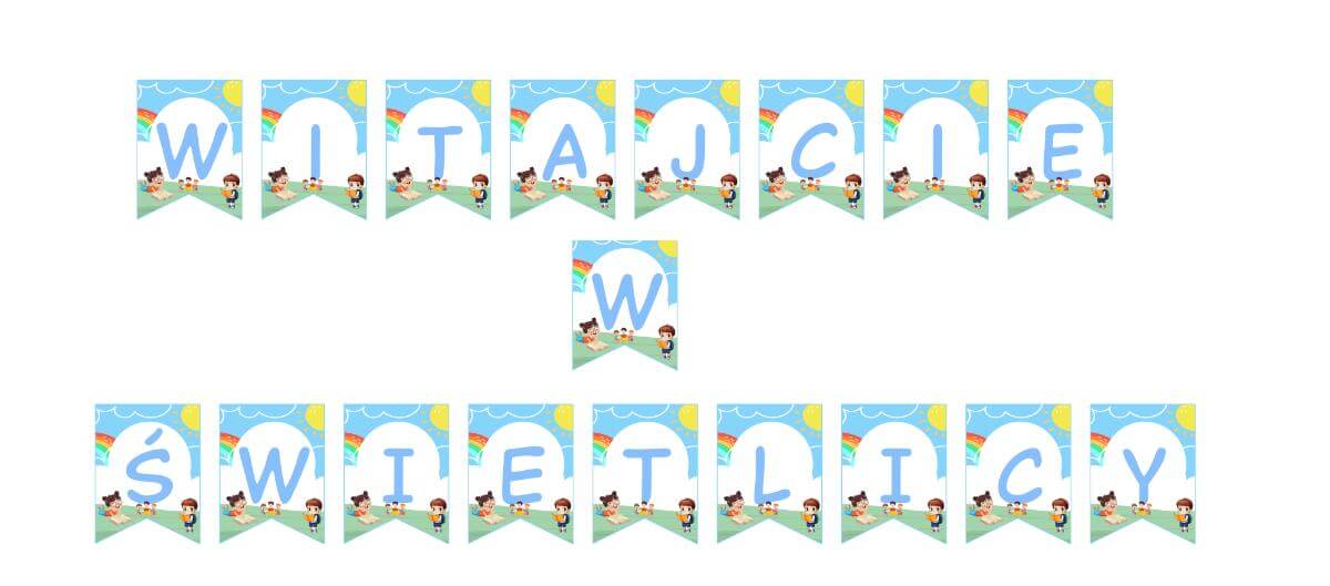 Witamy w świetlicy napis do druku. Darmowy PDF do pobrania